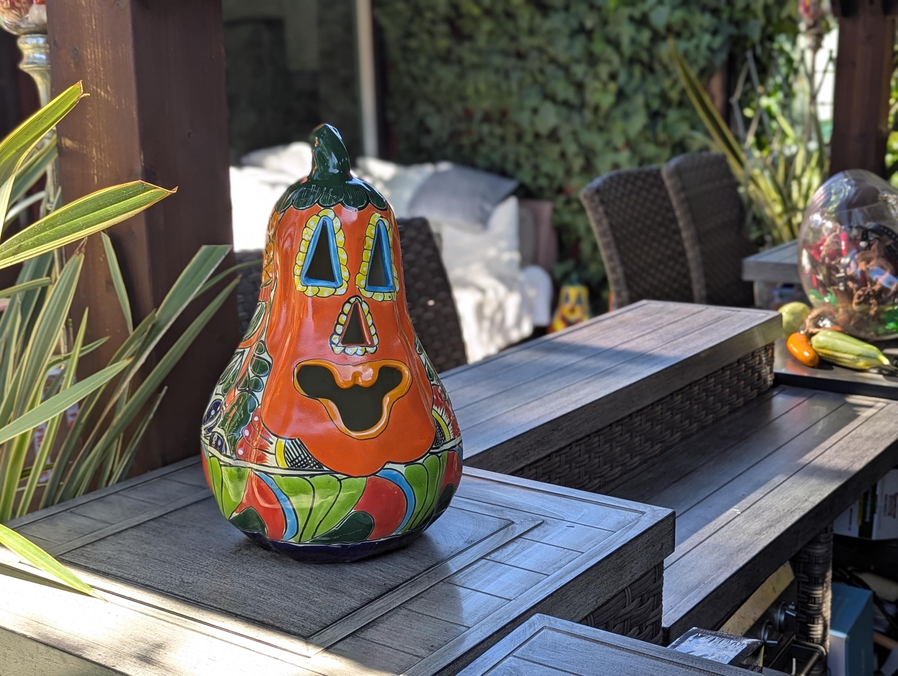 Talavera Haloween Pumpkin is a Handmade Mexican Ceramic Jack-o-Lantern ...