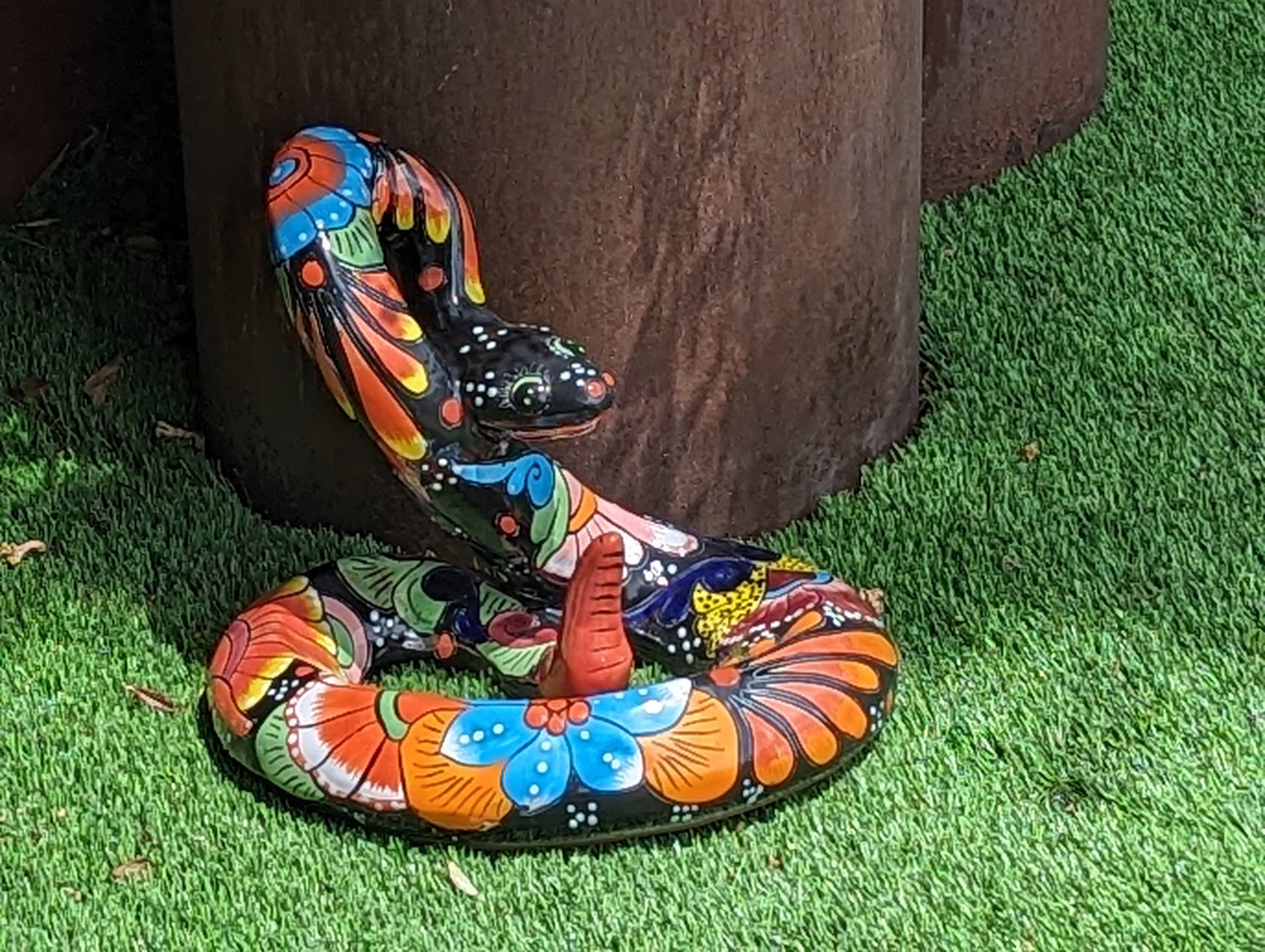 Talavera Rattlesnake Figurine Ceramic Mexican Pottery, Outdoor Snake D ...