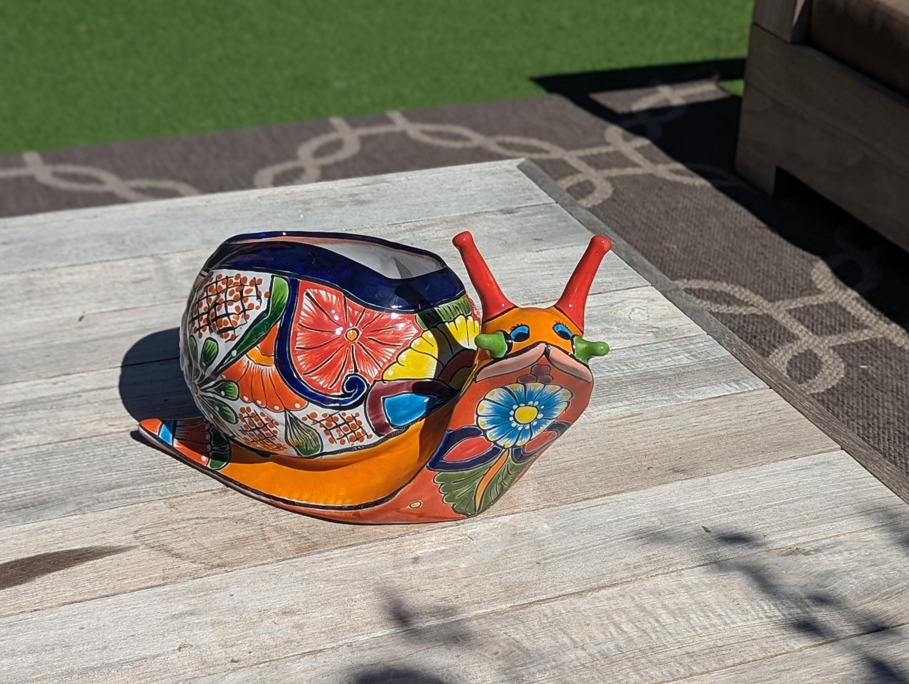 Talavera Snail Planter, Ceramic Mexican Planter Pot for Indoor Home De ...