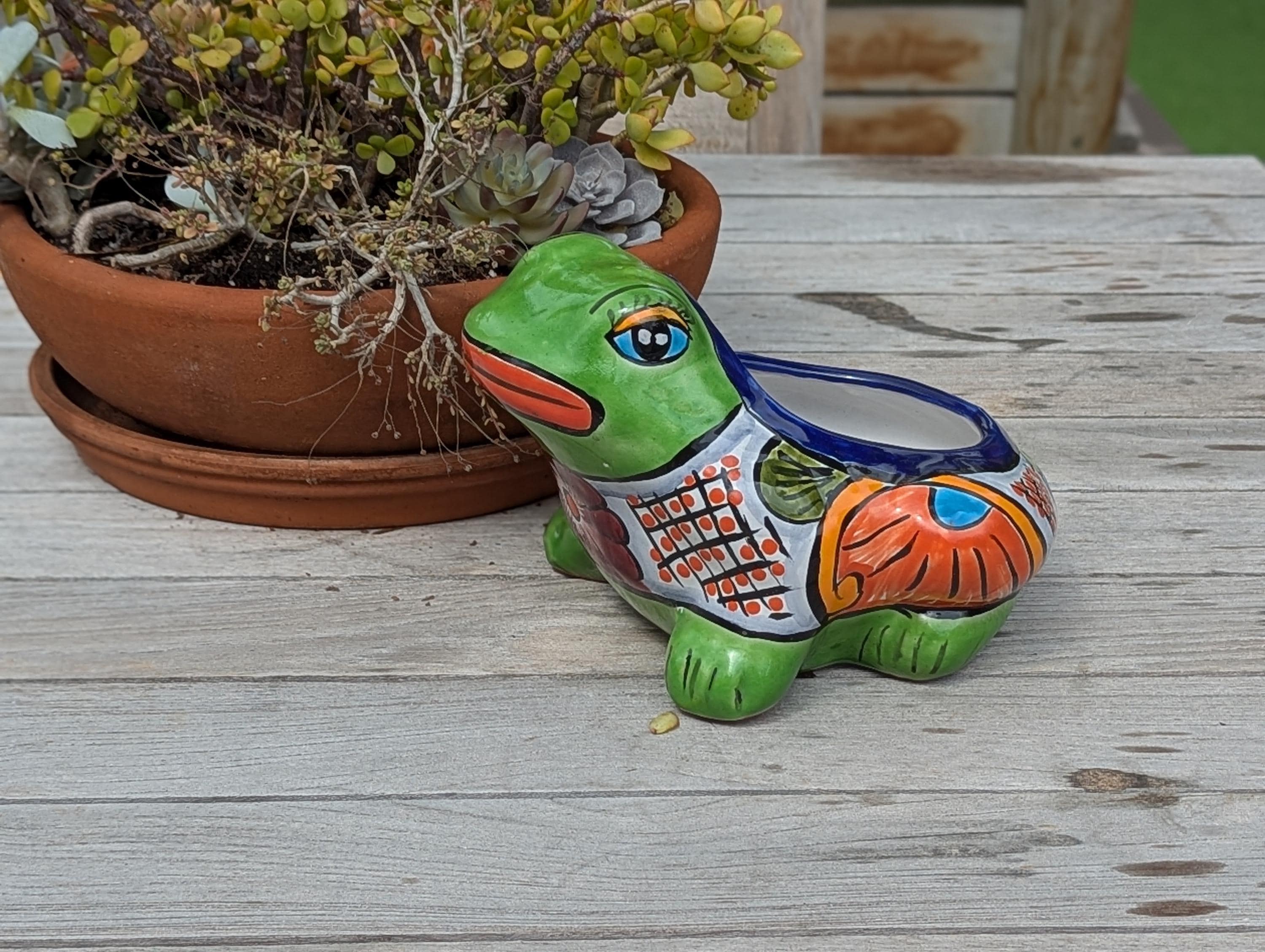 Frog Flower Pot and Ceramic Planter is Handmade Talavera Pottery for I ...