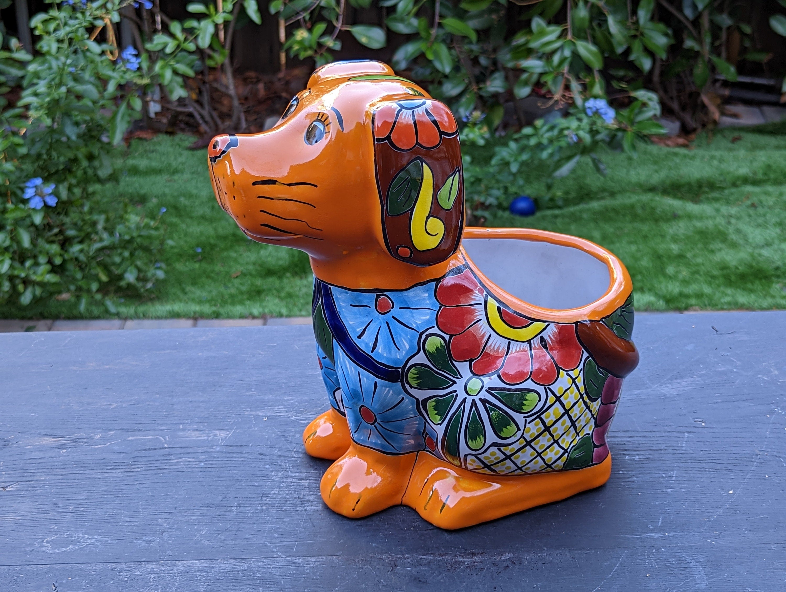 Cute Dog Flower Pot, Talavera Planter, Dog Decor, Flower Pots Outdoor ...
