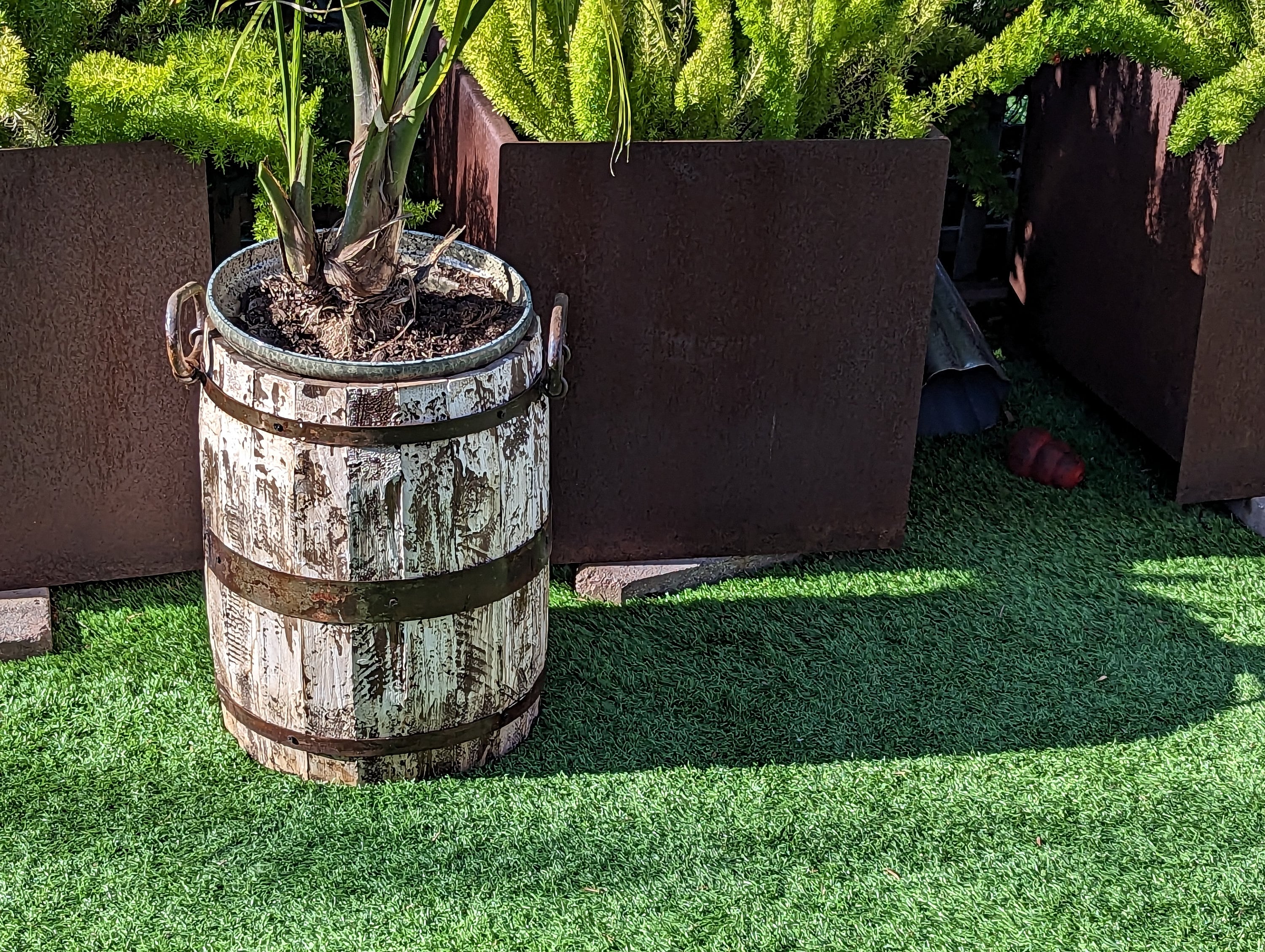 Rustic Barrel Planter, Handmade in Mexico, Wooden Outdoor Garden Decor ...